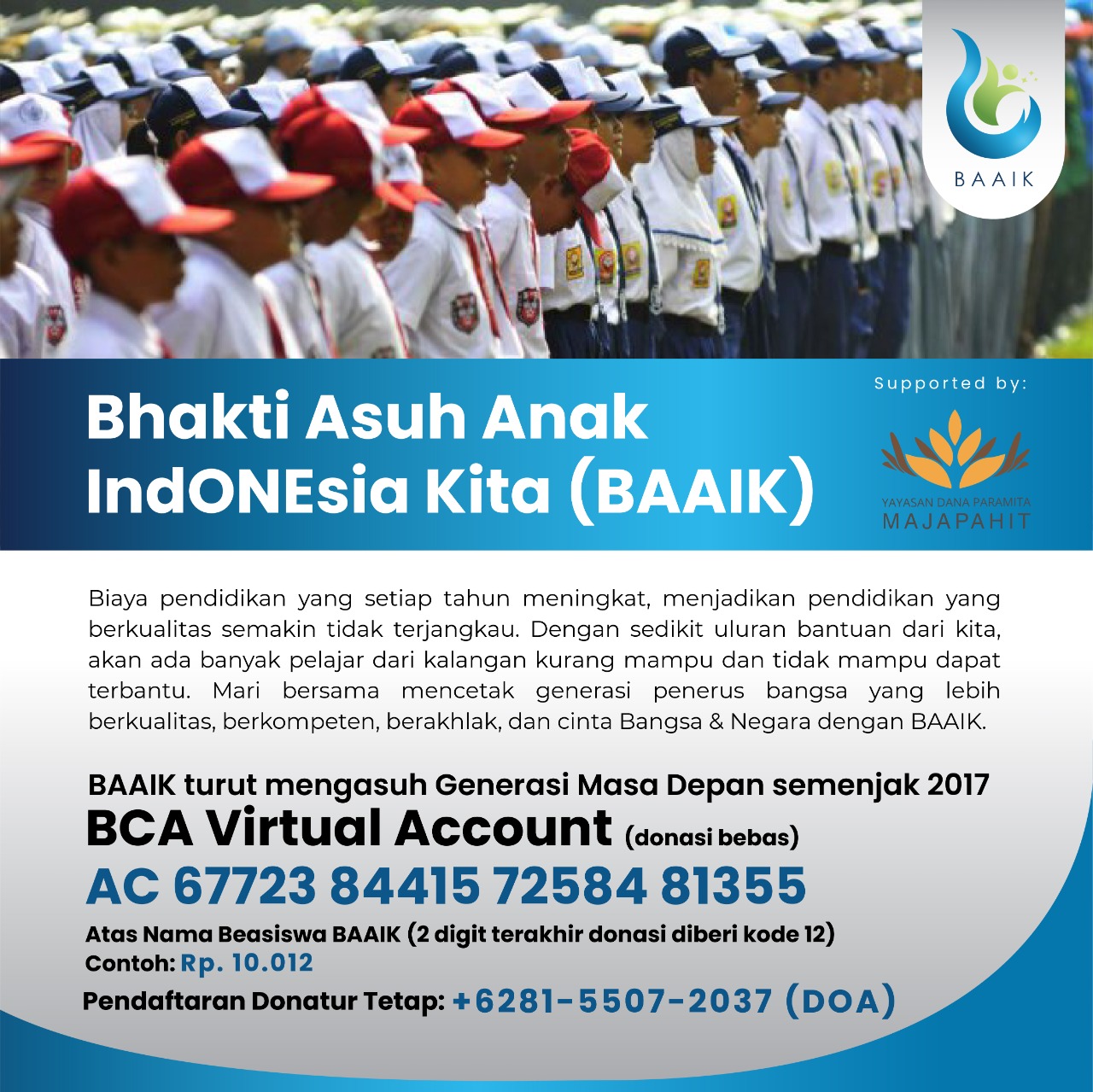 DONASI BEASISWA BAAIK – Yayasan Dana Paramita Majapahit